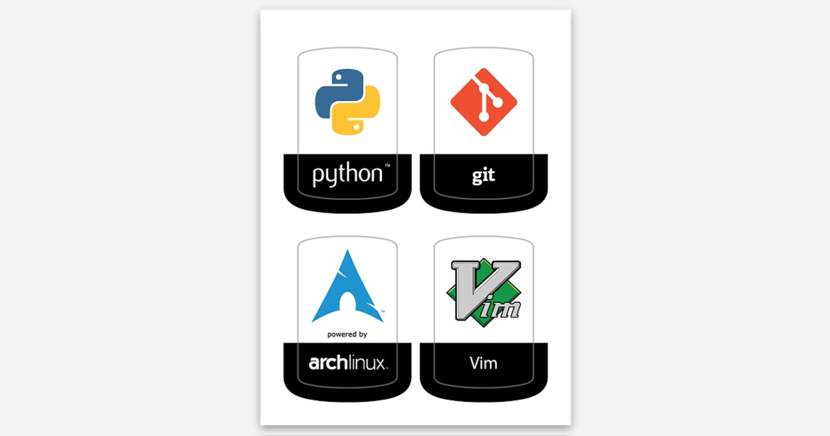 Python, Git, Arch Linux, Vim sticker sheets by Unixstickers | Sticker ...