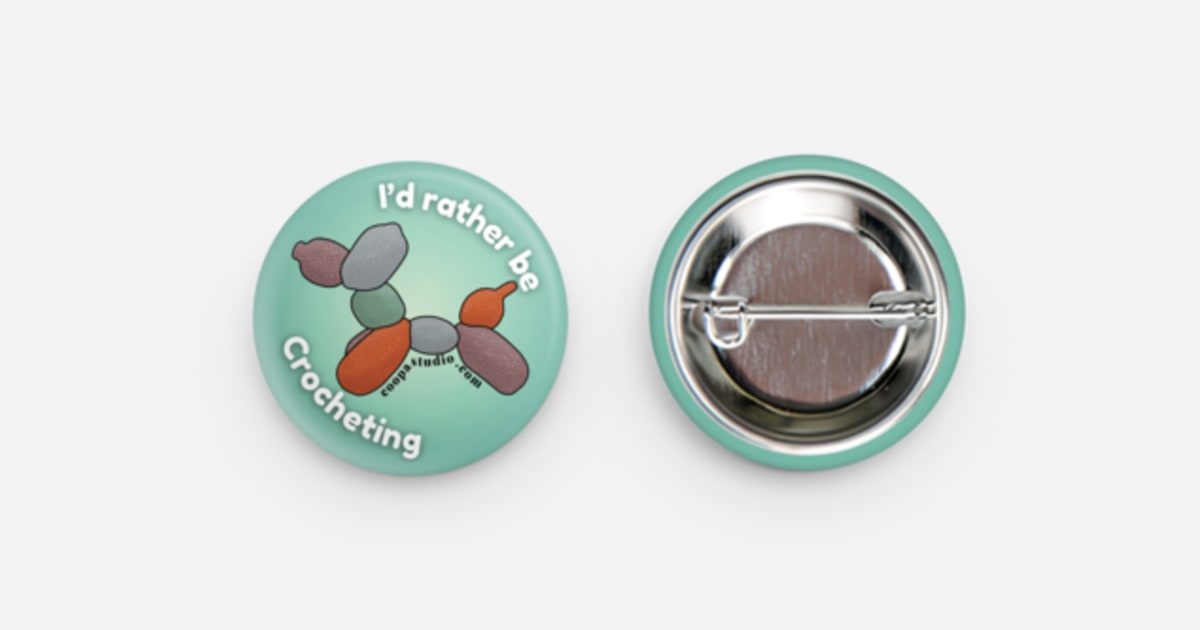 I'd rather be Crocheting por Coopa Studio | Chapas redondas de 32 mm | Sticker Mule Mexico